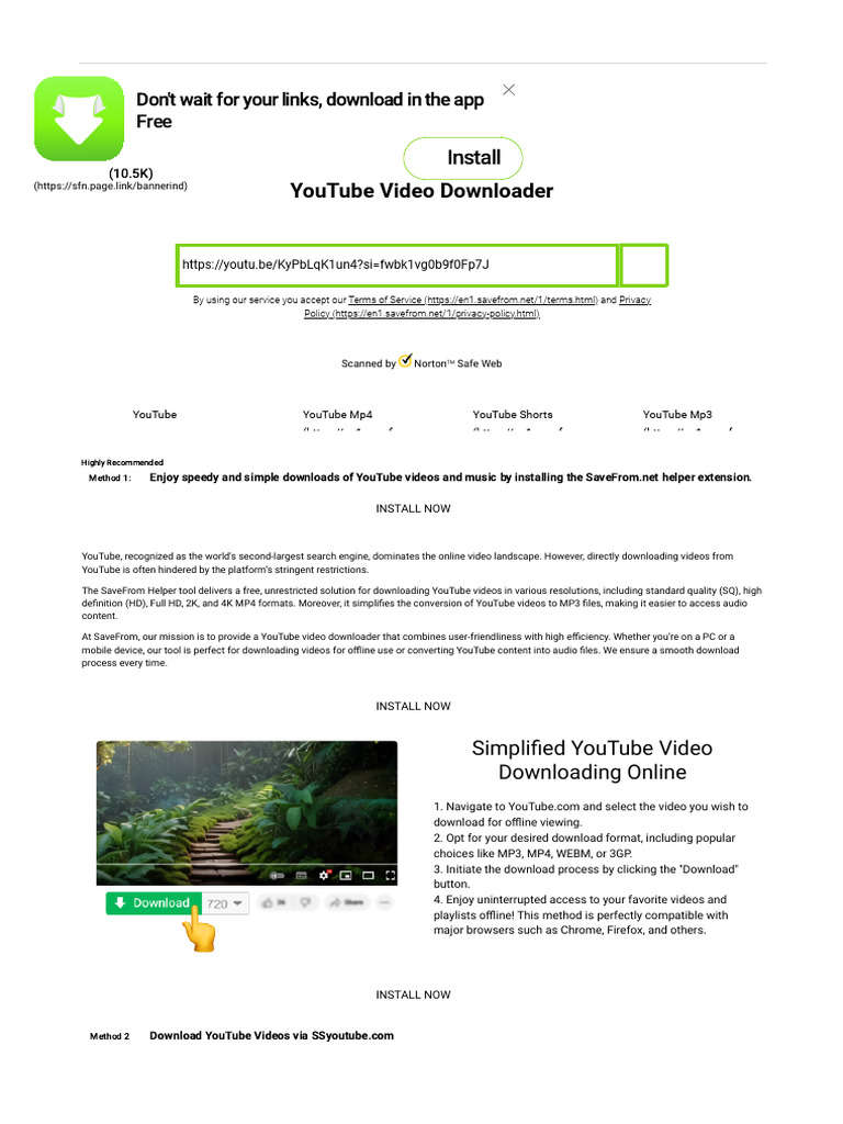 Download Youtube Videos for Free - SaveFrom.net | PDF | Websites | You Tube