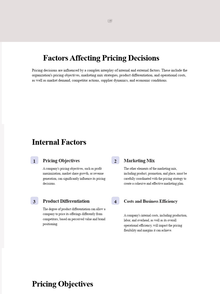 Factors Affecting Pricing Decisions | PDF | Cost Of Living | Pricing