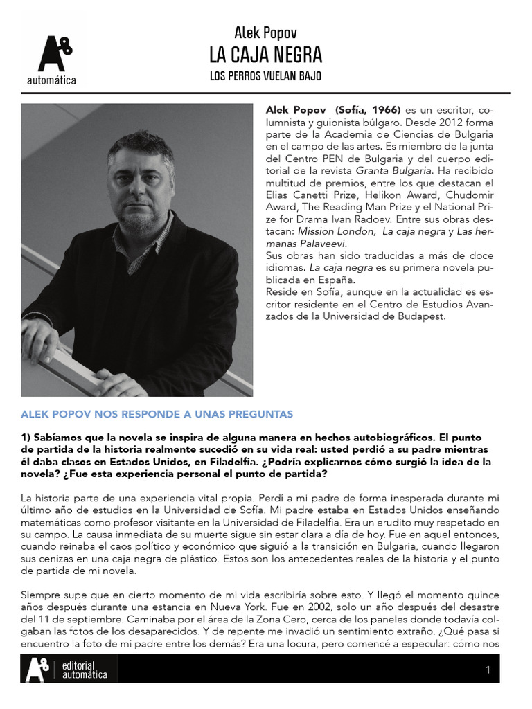 Entrevista Popov FINAL Abstract | PDF | Humor | Novelas