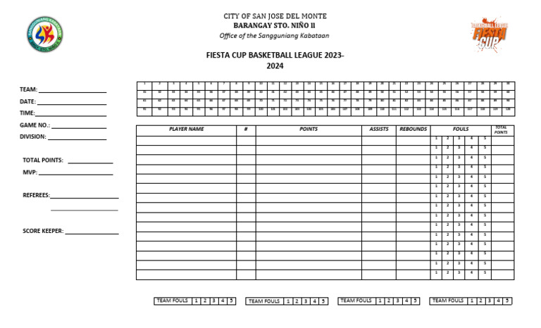 FIESTA CUP 23_24 SCORESHEET | PDF | Sports | Team Sports