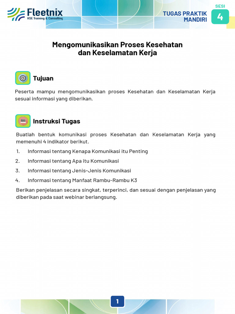TPM 4 - Mengomunikasikan Proses Kesehatan dan Keselamatan Kerja | PDF