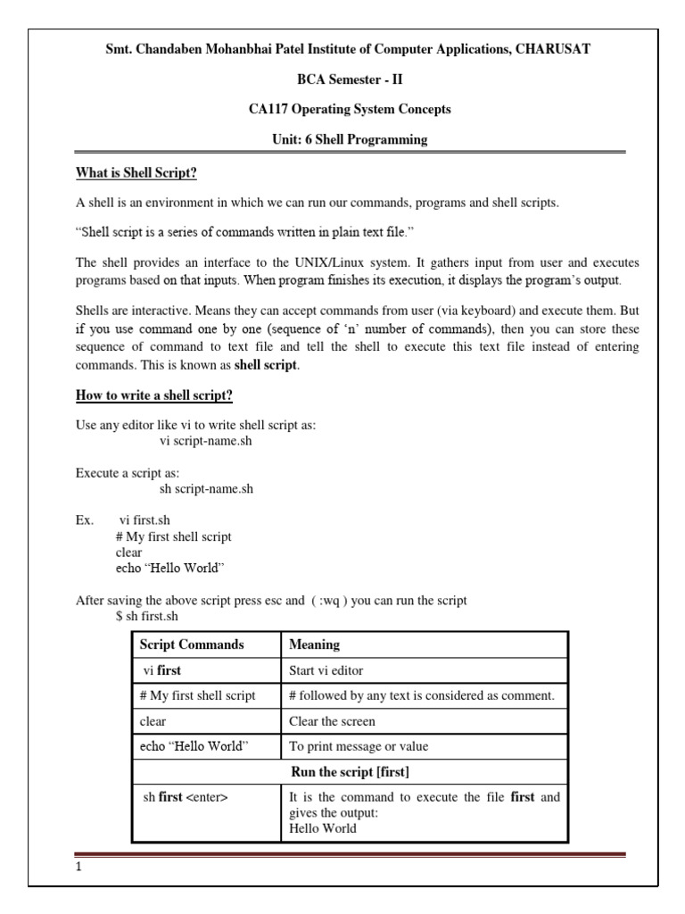 UNIT - 6 Shell Programming | PDF | Shell (Computing) | Scripting Language