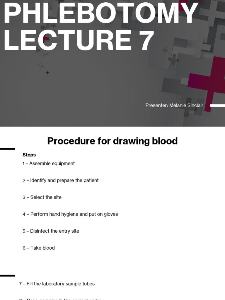 Phlebotomy Lecture 7 | PDF | Bleach | Intravenous Therapy