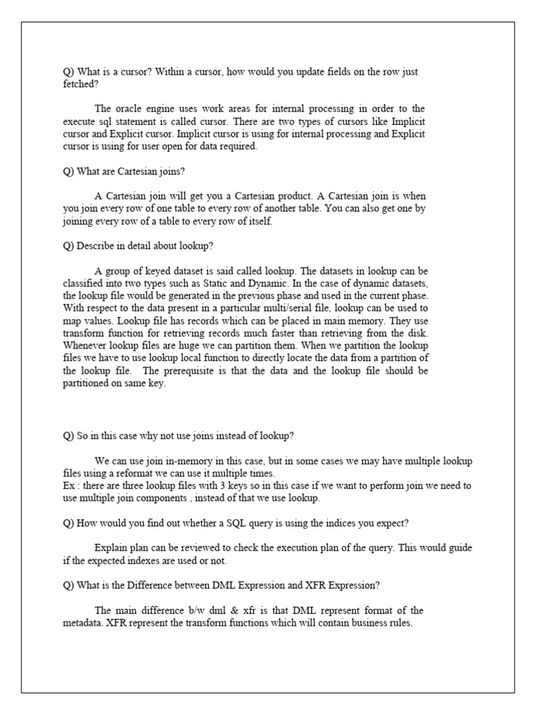 Interview Questions and Answers | PDF | Database Index | Parameter (Computer Programming)