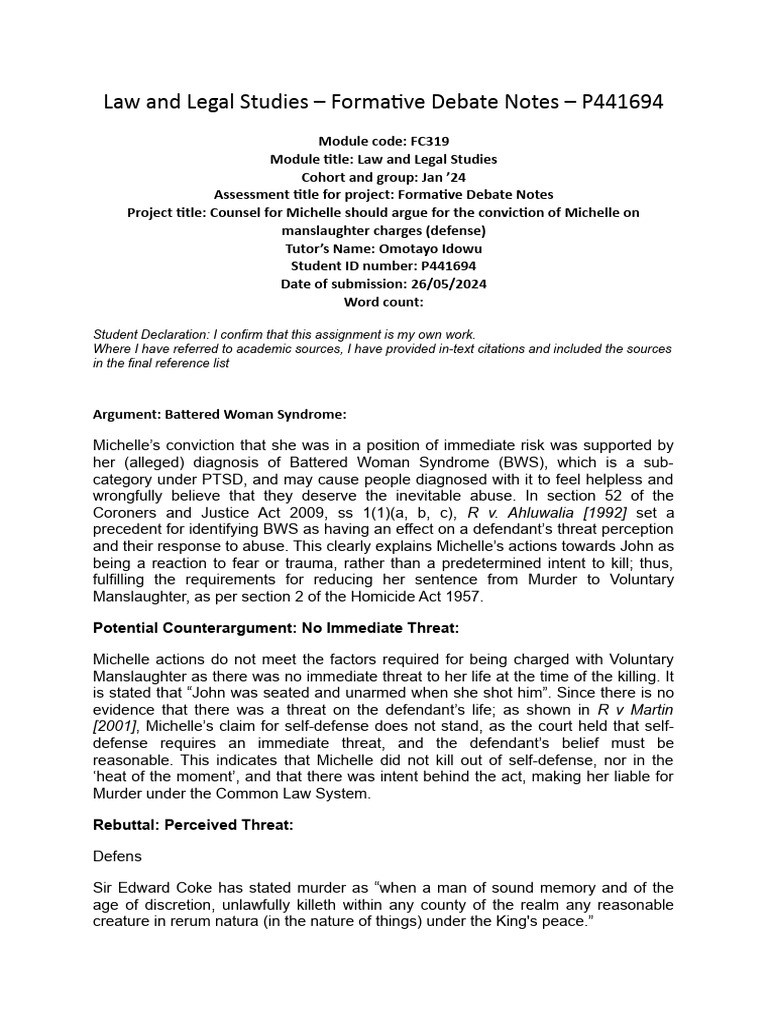 Legal Studies Formative Debate Notes | PDF | Justice | Crime & Violence