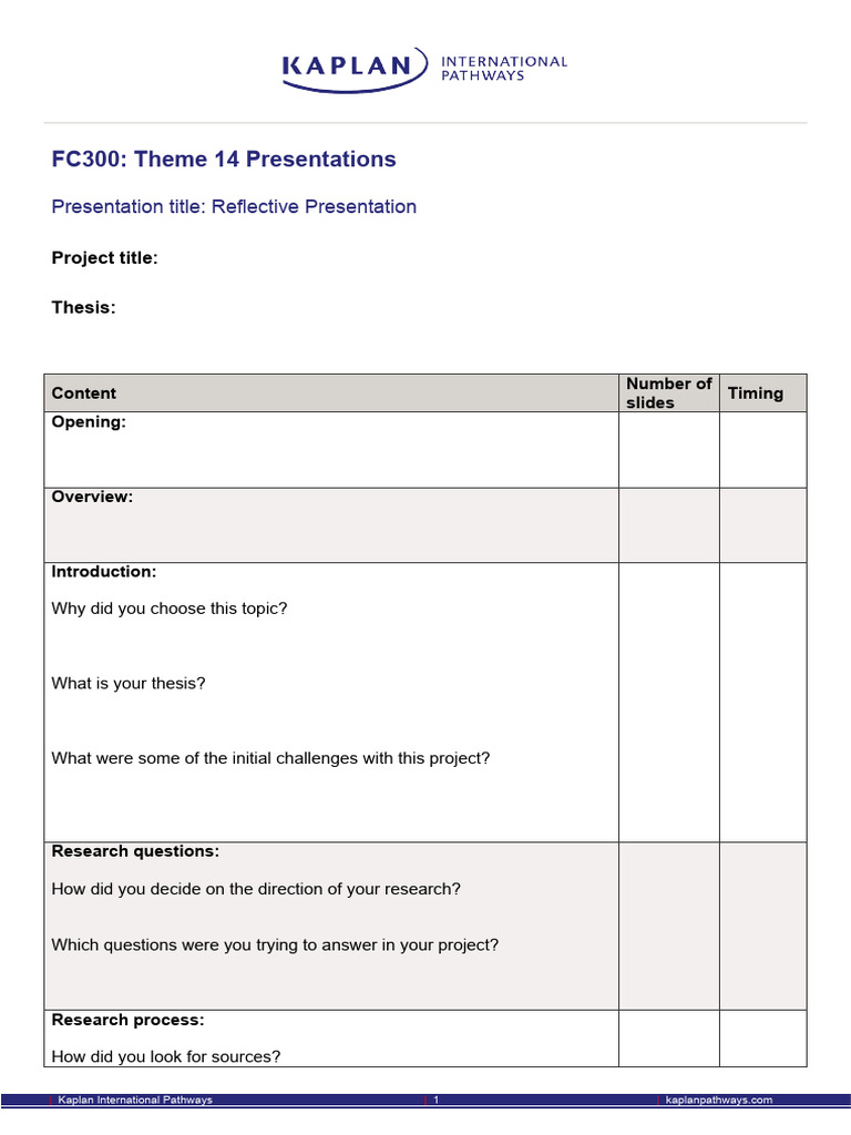 Theme 14 Presentation Plan Pdf Career Growth