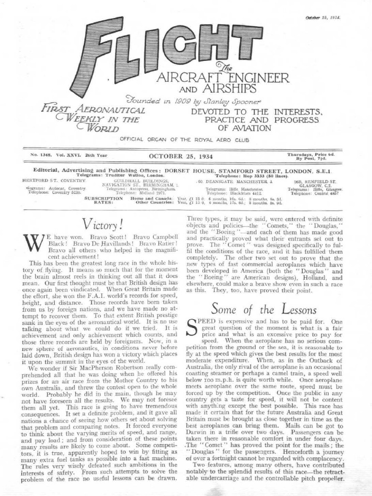 Flight 25 Oct 1934 | PDF | Aerospace | Aircraft