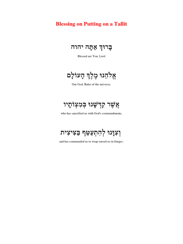Blessing for Wearing a Tallit | PDF