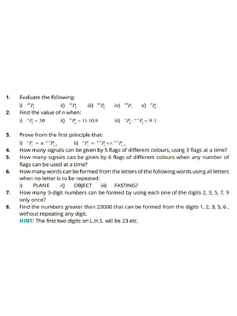 Assignment Permutations Combination and Probability | PDF