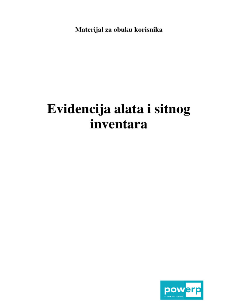 Evidencija alata i sitnog inventara | PDF