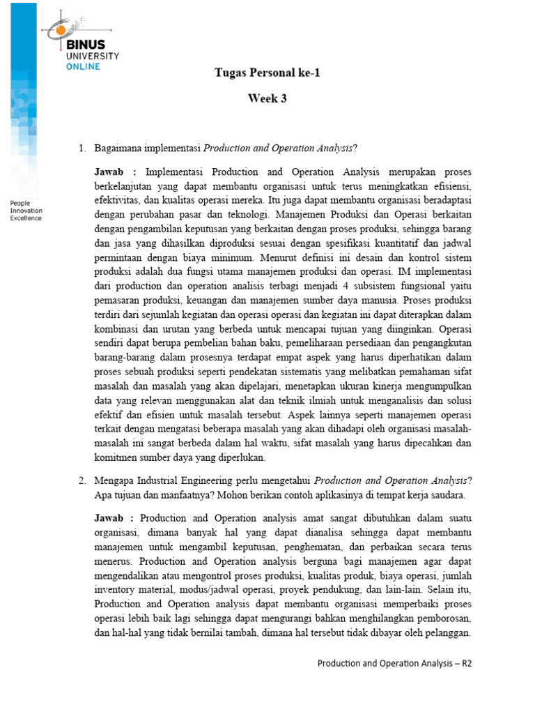 Rev - Production & Operation Analysis - TP1-W3-S7-R2 | PDF