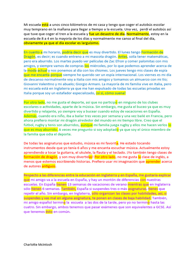 GCSE Spanish - School Script | PDF | Escuelas