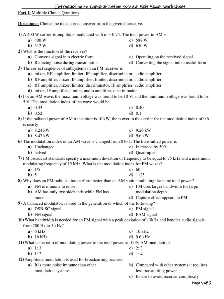 11, ICS Model Exam Worksheet | PDF | Frequency Modulation | Detector (Radio)