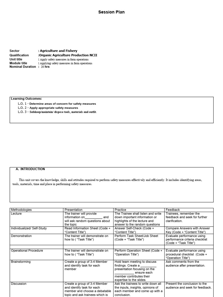 Session Plan OAP | Download Free PDF | Information | Learning