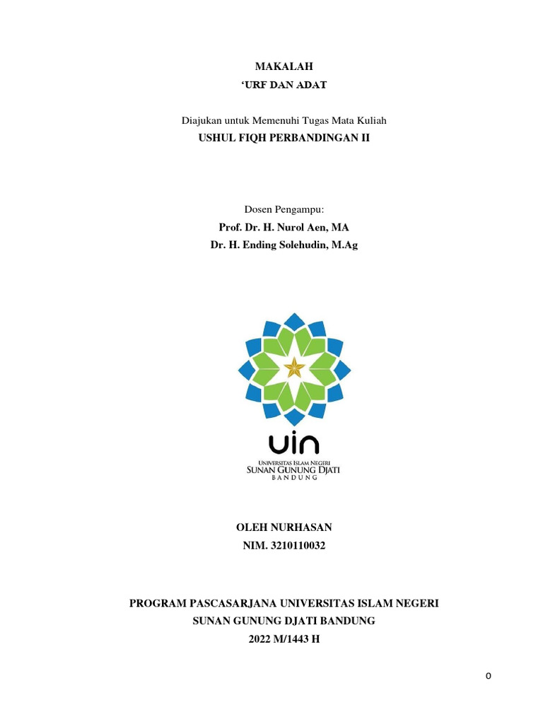 Perbedaan ‘Urf dan Adat dalam Islam | PDF
