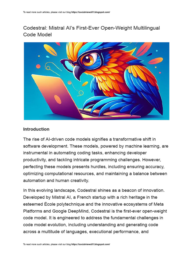 Codestral: Mistral AI's First-Ever Open-Weight Multilingual Code Model | PDF | Computer ...