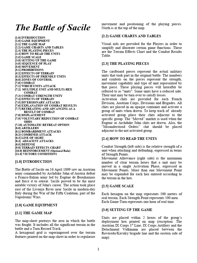 Sacile Battle Game Rules Guide | PDF | Artillery | Military