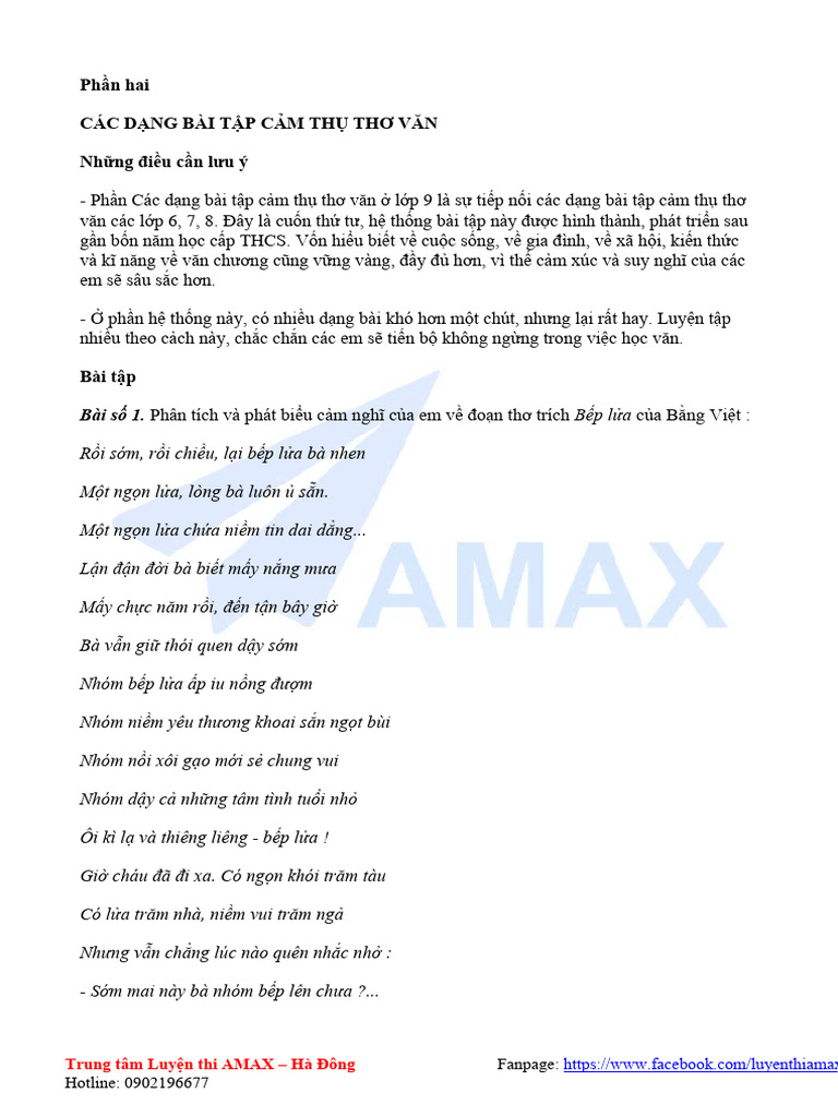 Cac Dang Bai Tap Cam Thu Tho Van | PDF