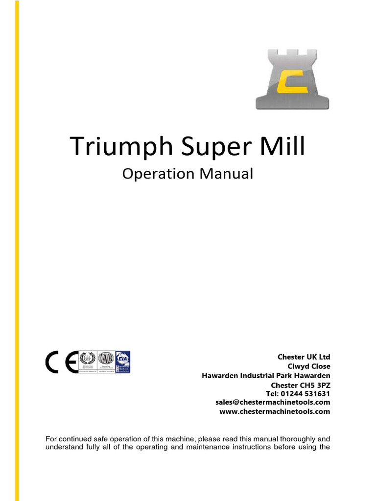 Triumph Super Mill Operation Manual | PDF | Gear | Bearing (Mechanical)