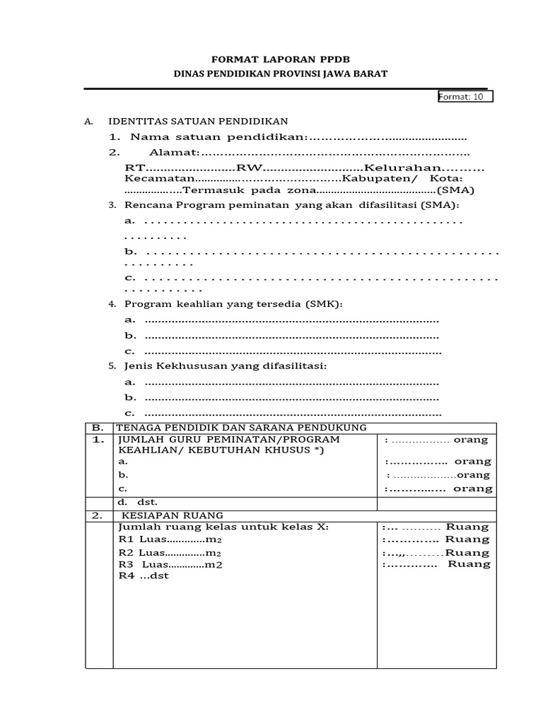 Format Laporan PPDB | PDF