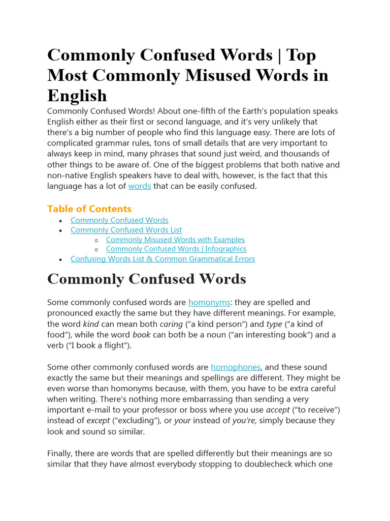 Commonly Confused Words | PDF | English Language | Word