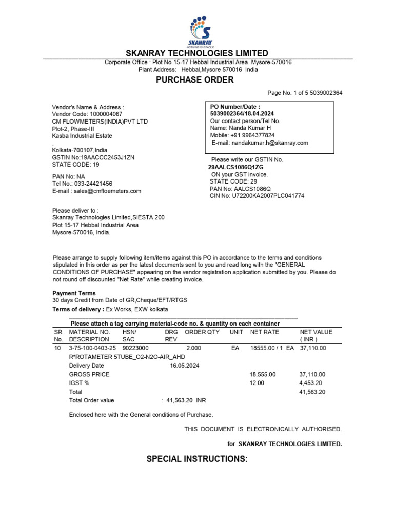 CM Flowmeter | PDF | Sales | Invoice