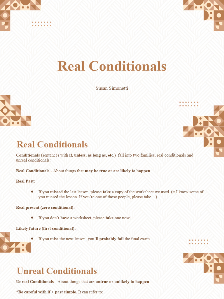 Real Conditionals | PDF | Language Arts & Discipline