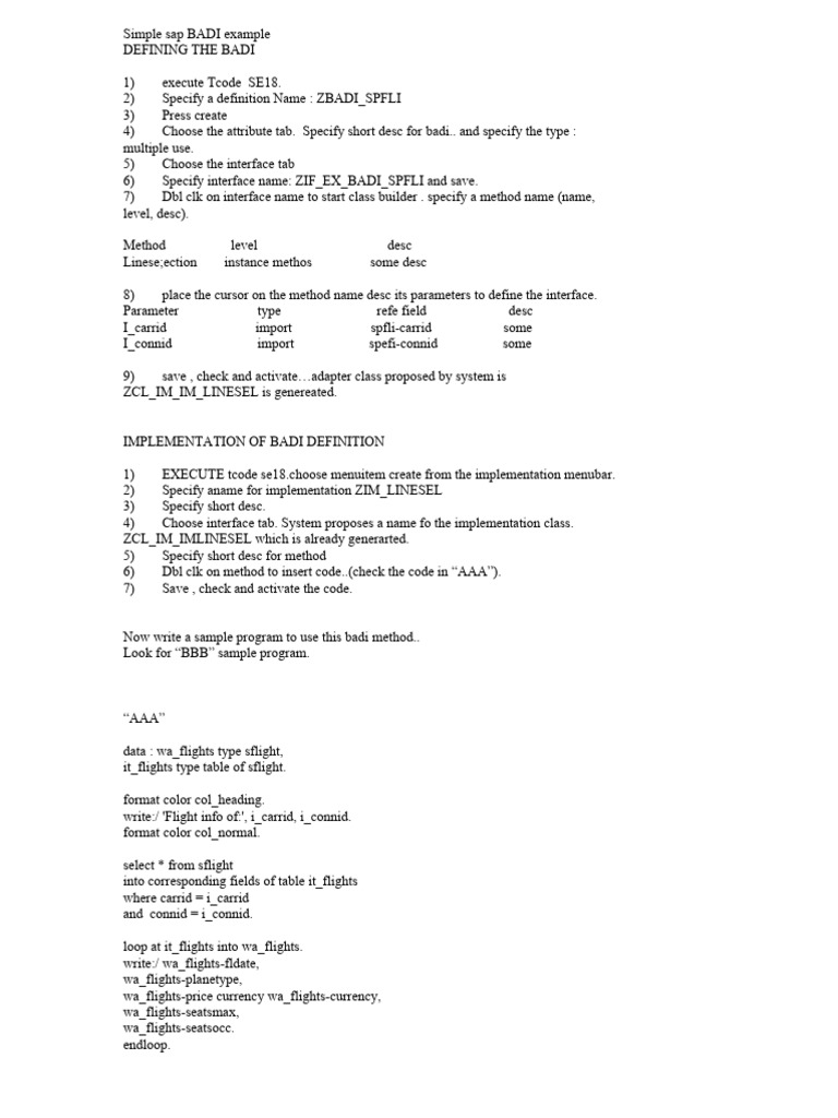 Simple sap BADI example(STEP) | PDF | Interface (Computing) | Computer Programming
