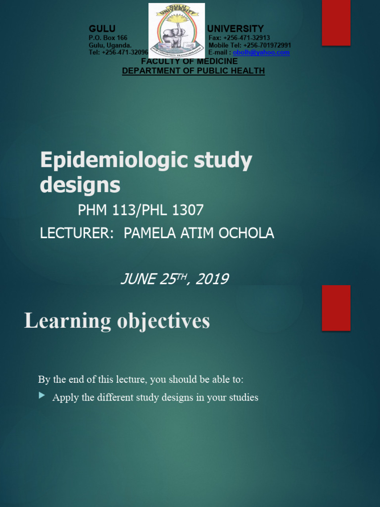 Epidemiologic Study Designs. - 2019pptx | PDF | Cohort Study | Relative ...
