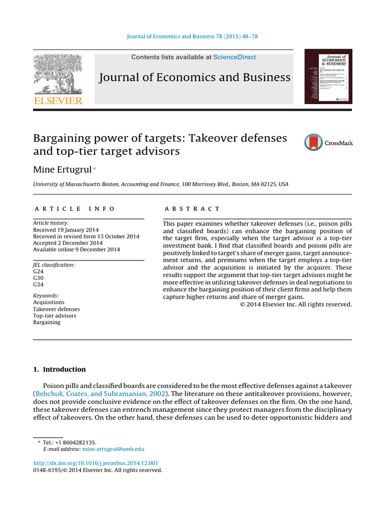 Bargaining Power of Targets - Takeover Defenses and Top-Tier Target ...