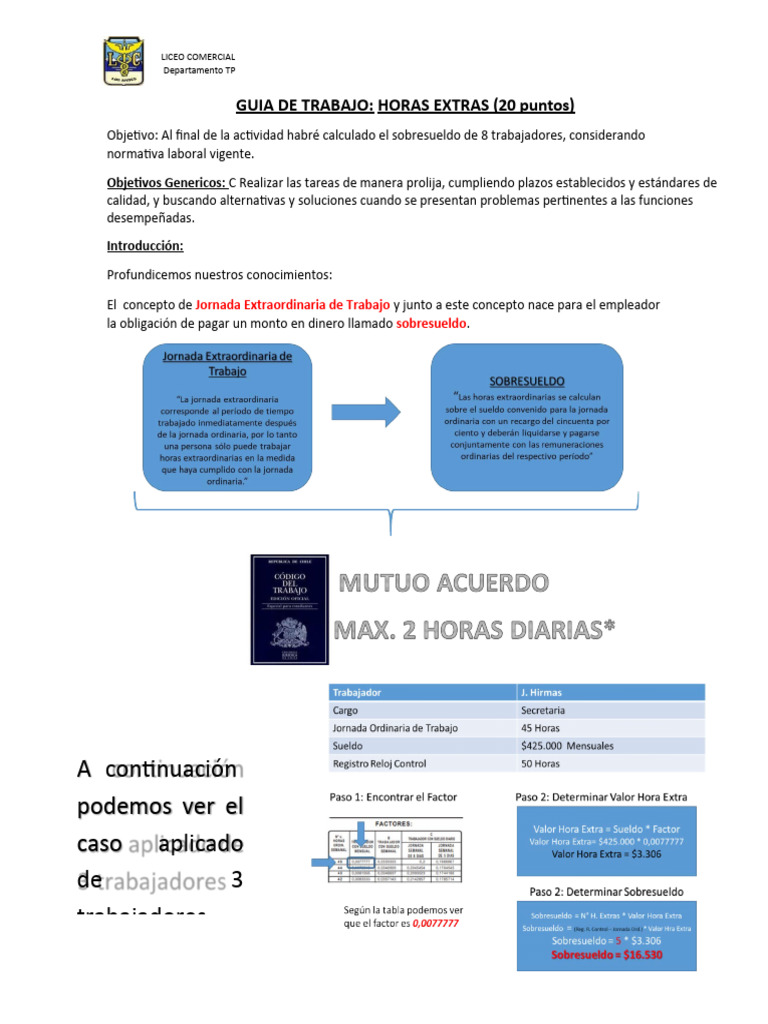 2da Actividad Horas Extras | PDF | Labor | Economias