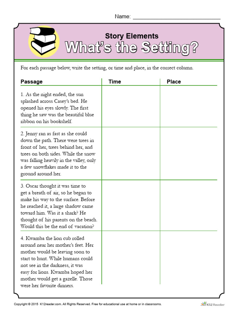 Story Elements - What's The Setting | PDF | Language Arts & Discipline