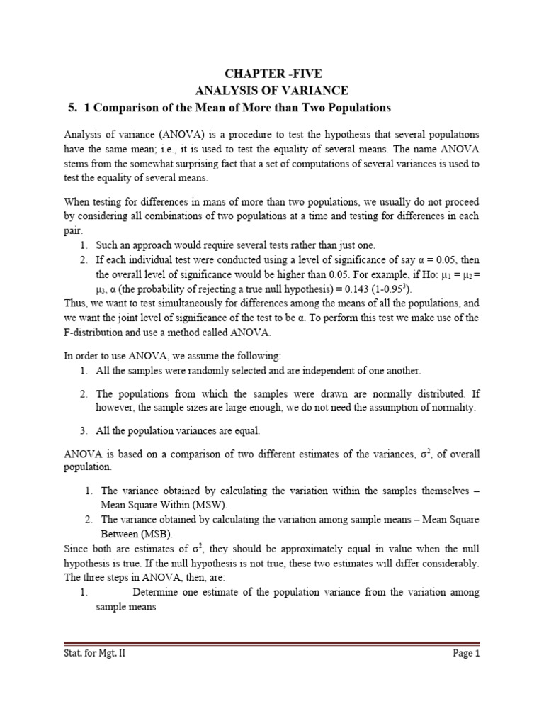 Cha 5 | PDF | Analysis Of Variance | Variance