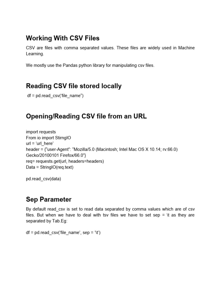 Working With CSV Files | Download Free PDF | Comma Separated Values | Computer Science