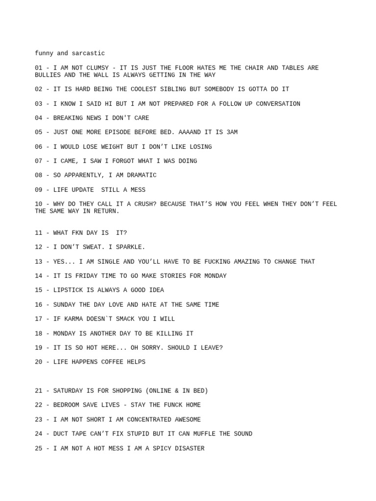 funny and sarcastic quotes | PDF