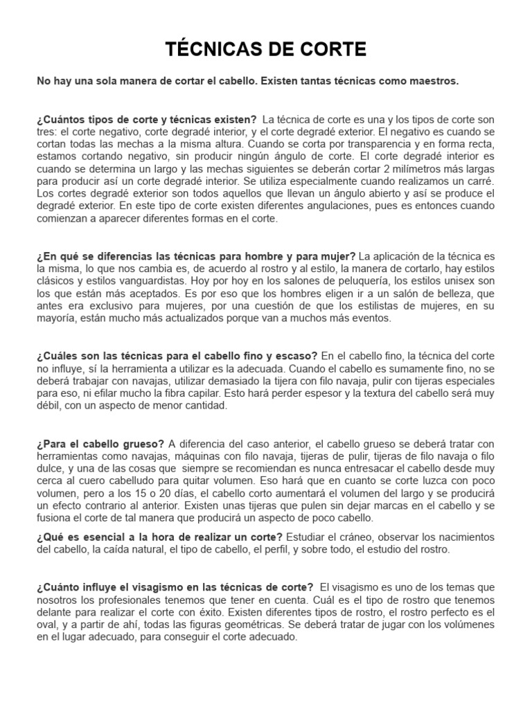 Técnicas de Corte | PDF | Pelo