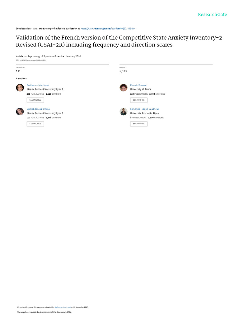 MartinentFerrandetal 2010 | PDF | Factor Analysis | Validity (Statistics)