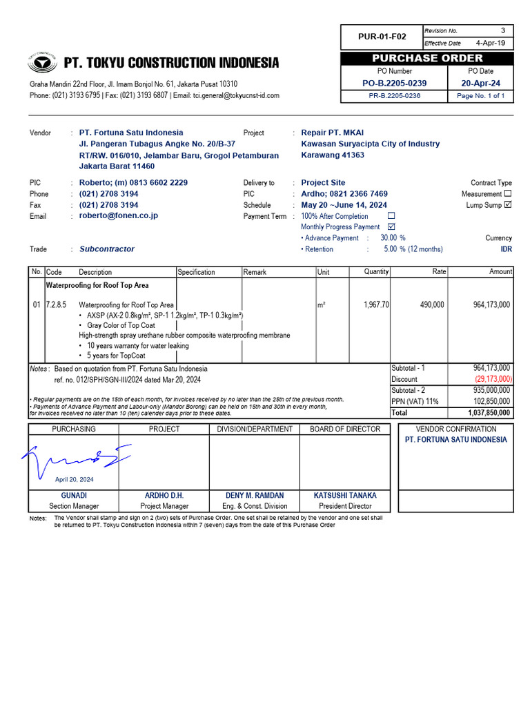 Purchase Order for Construction | PDF | Concrete | Materials