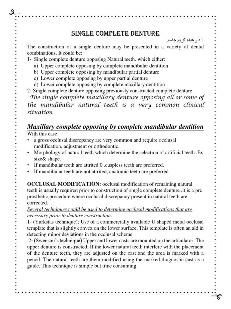 Single Complete DENTURE | PDF | Dentures | Dentistry