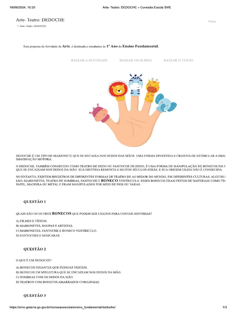 Atividade Dedoche | PDF