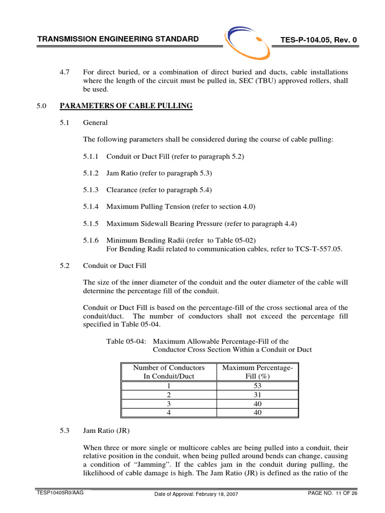 Cable Pulling Parameters and Standards | PDF | Manufactured Goods | Electrical Engineering