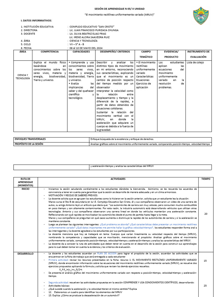 Sesión 5 - Iiu Cyt 5tomruv | PDF | Aceleración | Velocidad