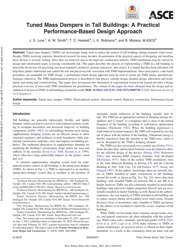 Tuned-Mass-Dampers in Tall Buildings-A Practical Performance-Based Design Approach | PDF ...