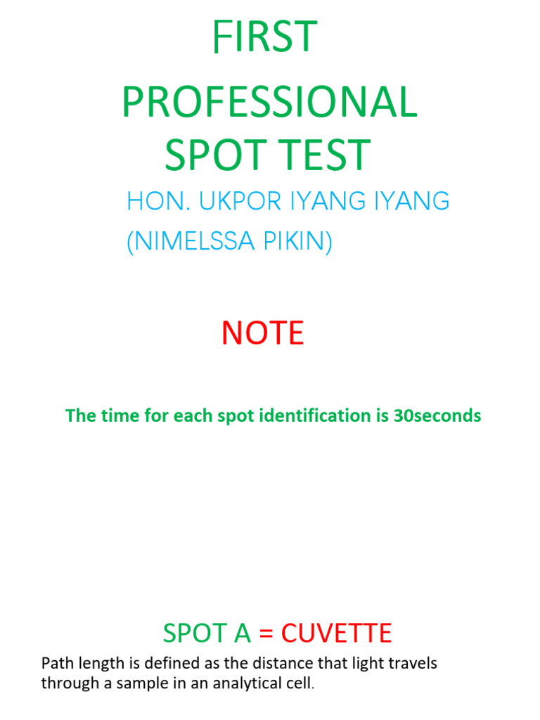 FIRST PROFESSIONAL SPOT TEST by HIM UKPOR IYANG IYANG | PDF | Staining
