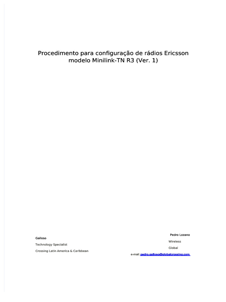 Configuração de Rádios Ericsson Minilink TN R3 | PDF | Rede de ...