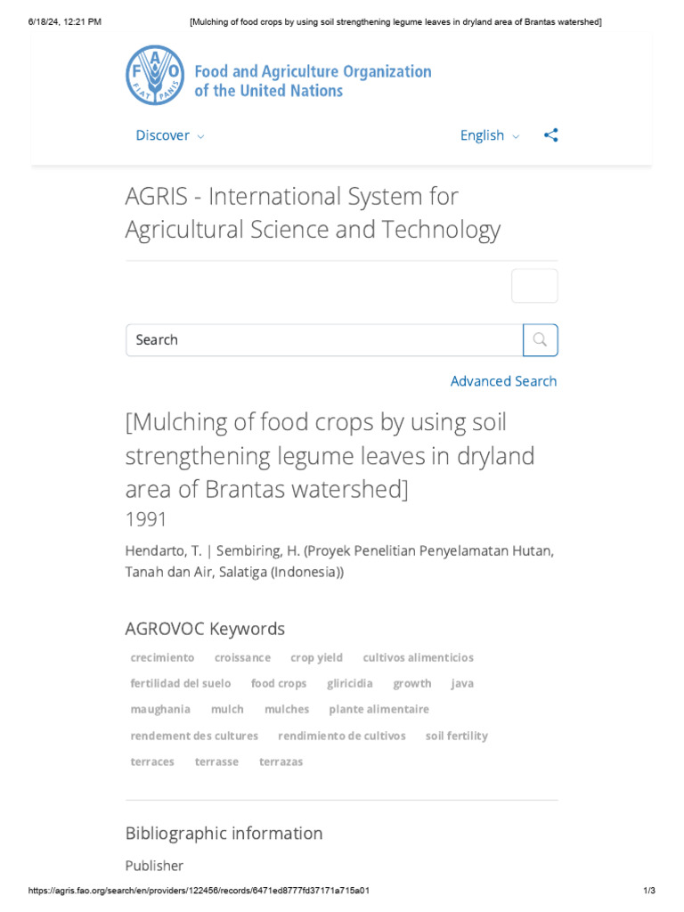 Mulching of Food Crops by Using Soil Strengthening Legume Leaves in ...
