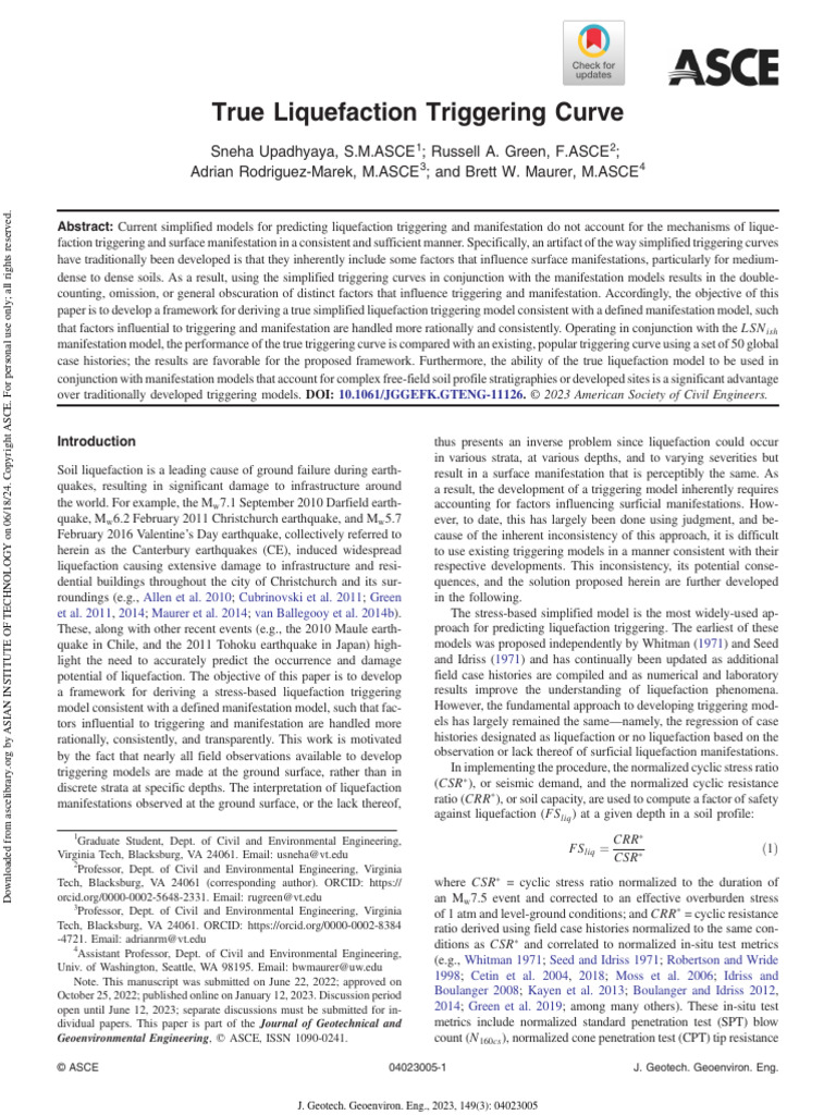 True Liquefaction Triggering Curve | PDF