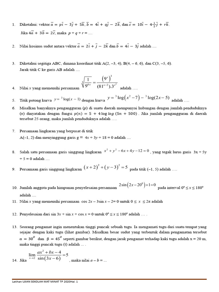 Latihan Us Mat Minat 2024 | PDF | Metode & Bahan Ajar