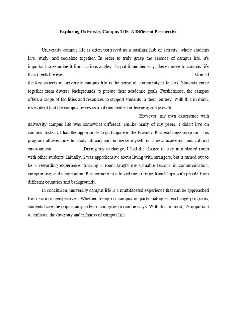 Exploring University Campus Life | PDF