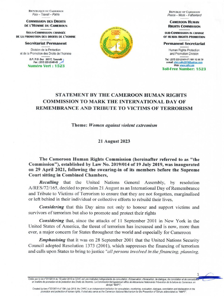 Statement by The CHRC To Mark The International Day of Remembrance, and ...